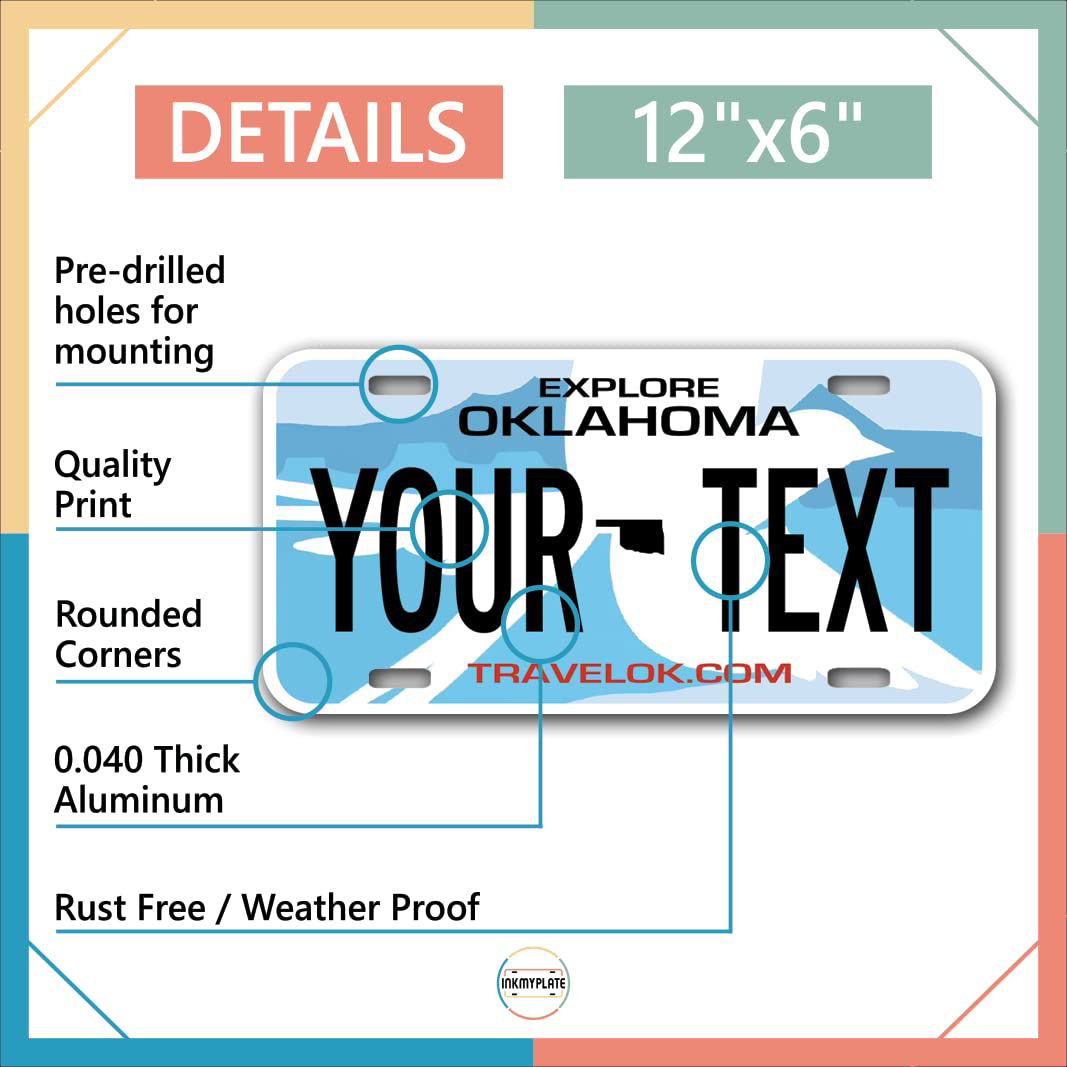 GetUSCart- InkMyPlate Personalized Oklahoma Car License Plate | Choose ...