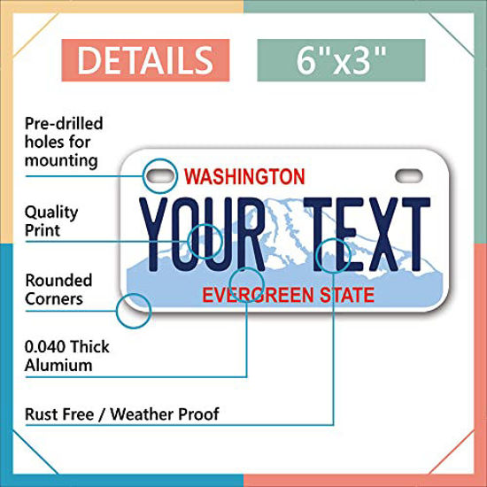 GetUSCart- InkMyPlate Personalized Washington Mini License Plate ...