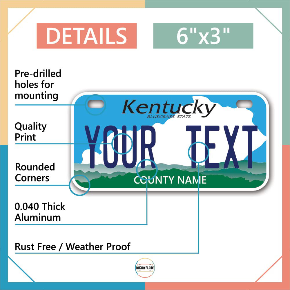 GetUSCart- InkMyPlate Personalized Kentucky Mini License Plate | Choose ...