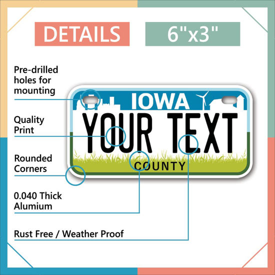 GetUSCart- InkMyPlate Personalized Iowa Mini License Plate | Choose ...