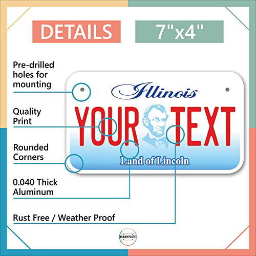 GetUSCart- InkMyPlate Personalized Illinois Mini License Plate | Choose ...