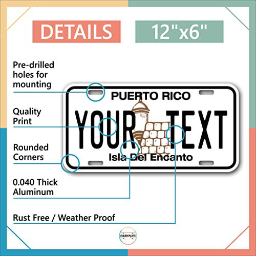 GetUSCart- InkMyPlate Personalized Puerto Rico Car License Plate ...