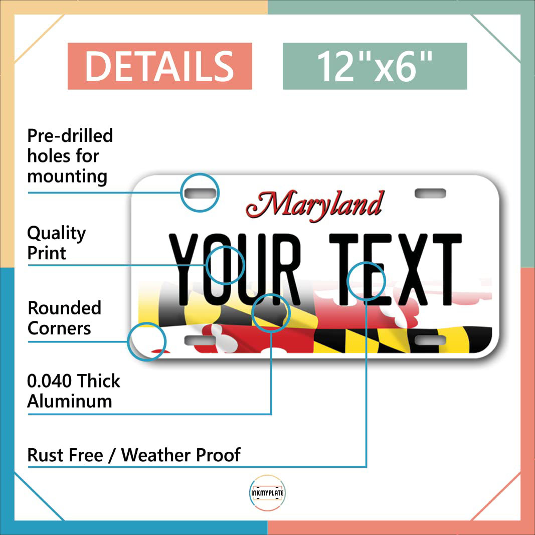 GetUSCart- InkMyPlate Personalized Maryland Car License Plate | Choose ...