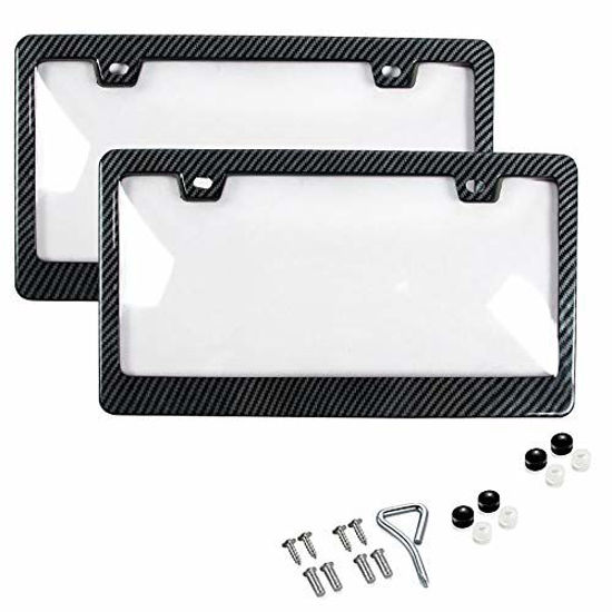 GetUSCart- Car License Plates Shield and Carbon Fiber Look Frame Combo ...