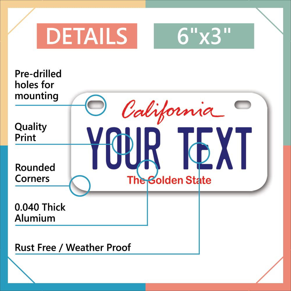 GetUSCart- InkMyPlate Personalized California Mini License Plate ...