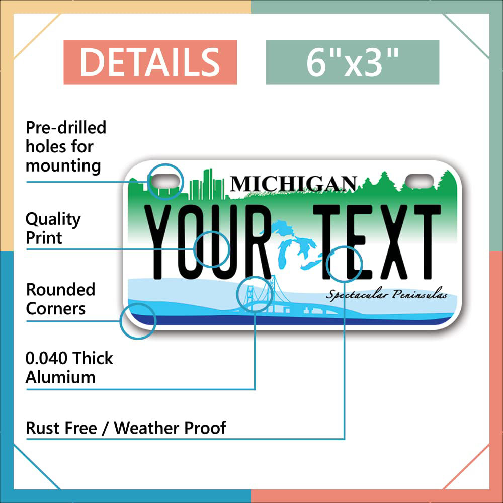 GetUSCart- InkMyPlate Personalized Michigan Mini License Plate | Choose ...