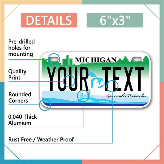 GetUSCart- InkMyPlate Personalized Michigan Mini License Plate | Choose ...