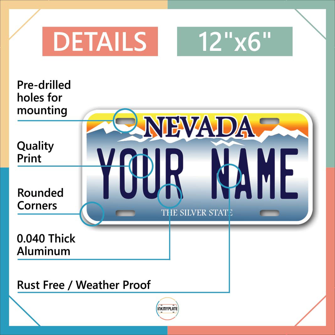 GetUSCart- InkMyPlate Personalized Nevada Car License Plate | Choose ...