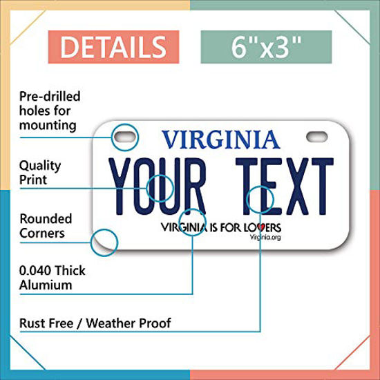 GetUSCart- InkMyPlate Personalized Virginia Mini License Plate | Choose ...