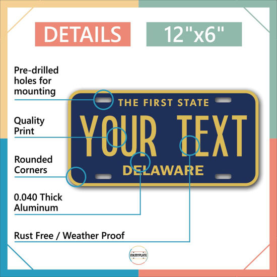 GetUSCart- InkMyPlate Personalized Delaware Car License Plate | Choose ...