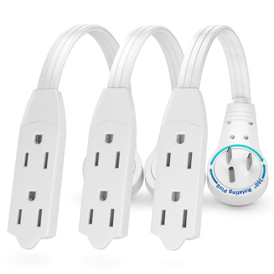 GetUSCart- Maximm Extension Cord White Flat Plug, 360° Rotating Short ...