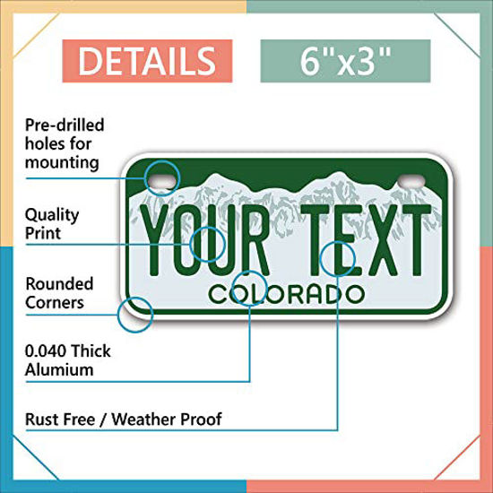 GetUSCart- InkMyPlate Personalized Colorado Mini License Plate | Choose ...