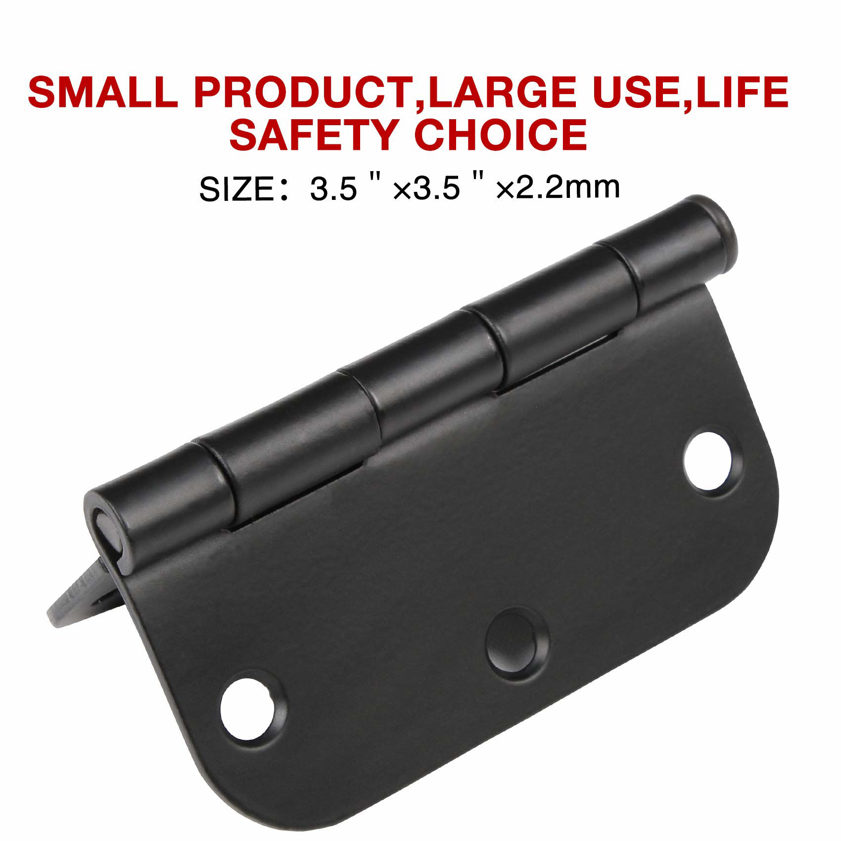 GetUSCart- 48 Pack Rounded Matte Black Door Hinges 3.5" x 3.5 Inch 5/8 ...