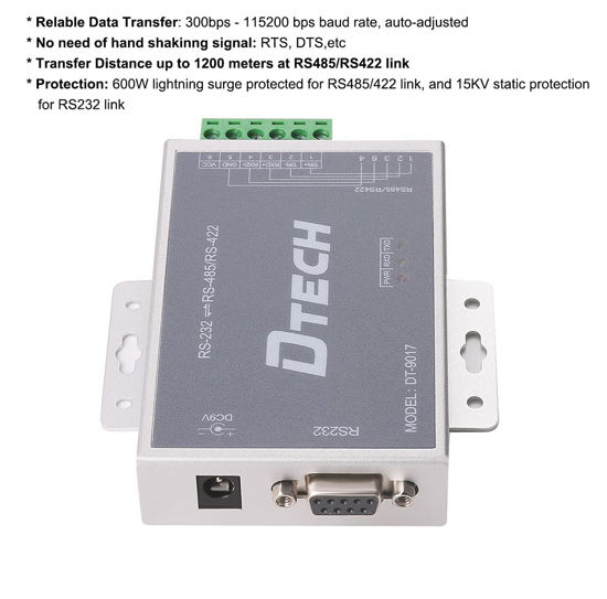 GetUSCart- DTECH Bi-Directional Active RS232 to RS485 RS422 Serial Converter with Surge ...