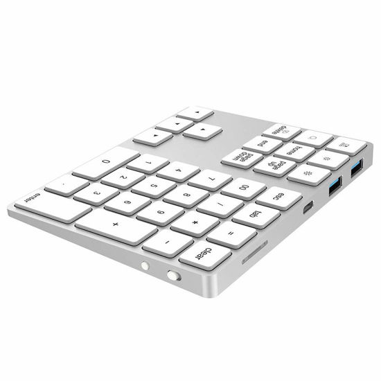 GetUSCart- Wired/Bluetooth Numeric Keypad, Portable Wireless Bluetooth 34-Key External Number ...