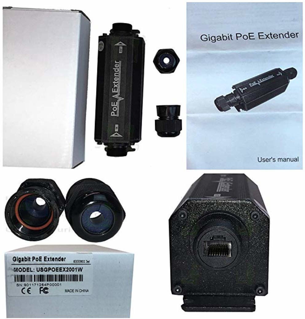 GetUSCart- PoE Cat6 Extender Gigabit Ethernet Waterproof Outdoor PoE ...