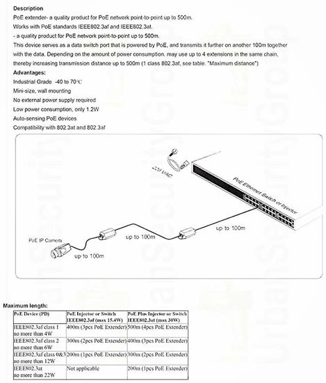 GetUSCart- PoE Cat6 Extender Gigabit Ethernet Waterproof Outdoor PoE ...