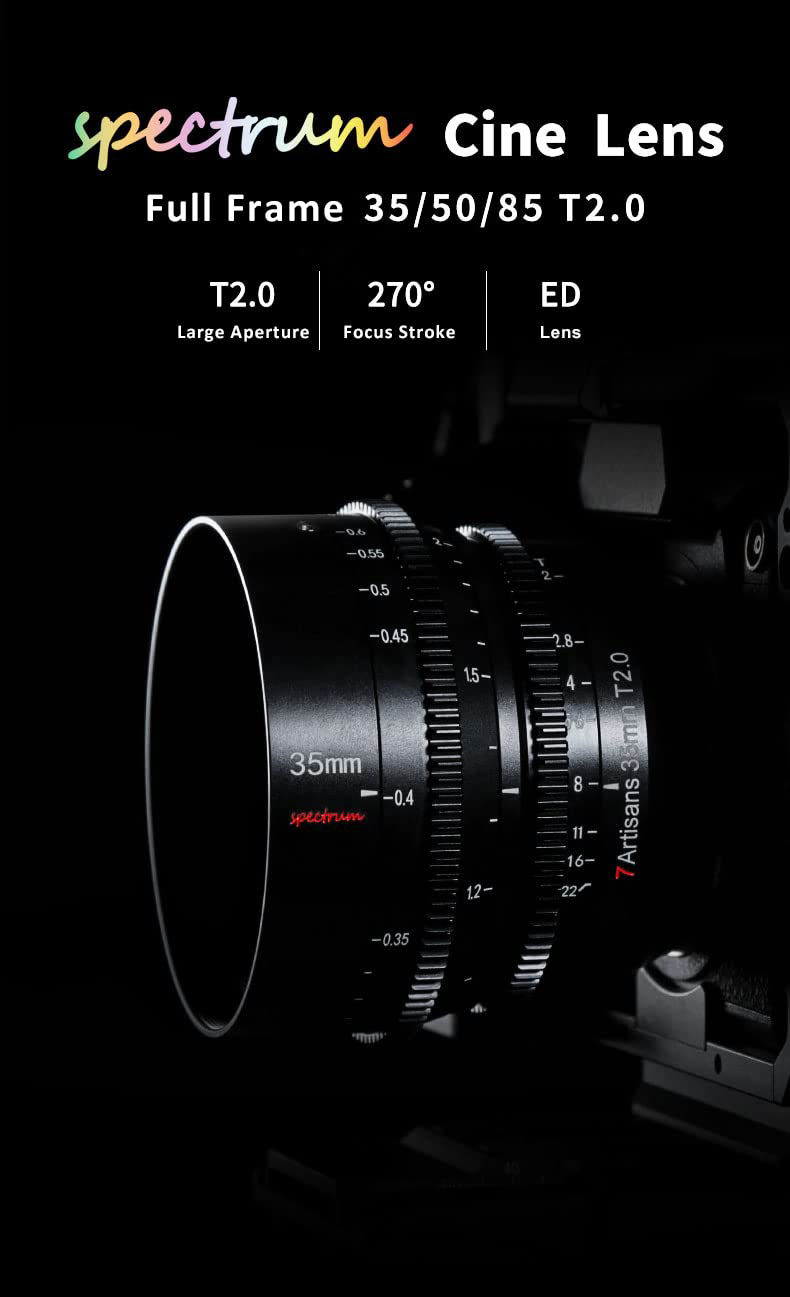 GetUSCart- 7artisans 35mm 50mm 85mm T2.0 Full Frame Cine Lens Kit Large ...