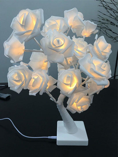 GetUSCart- Fantasee LED Rose Tree Table Lamp 24 Warm White LED USB ...