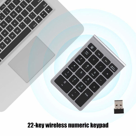 GetUSCart- Bluetooth Number Pad,Wireless Numeric keypad,Portable 22Keys Numeric Keyboard,USB 2 ...