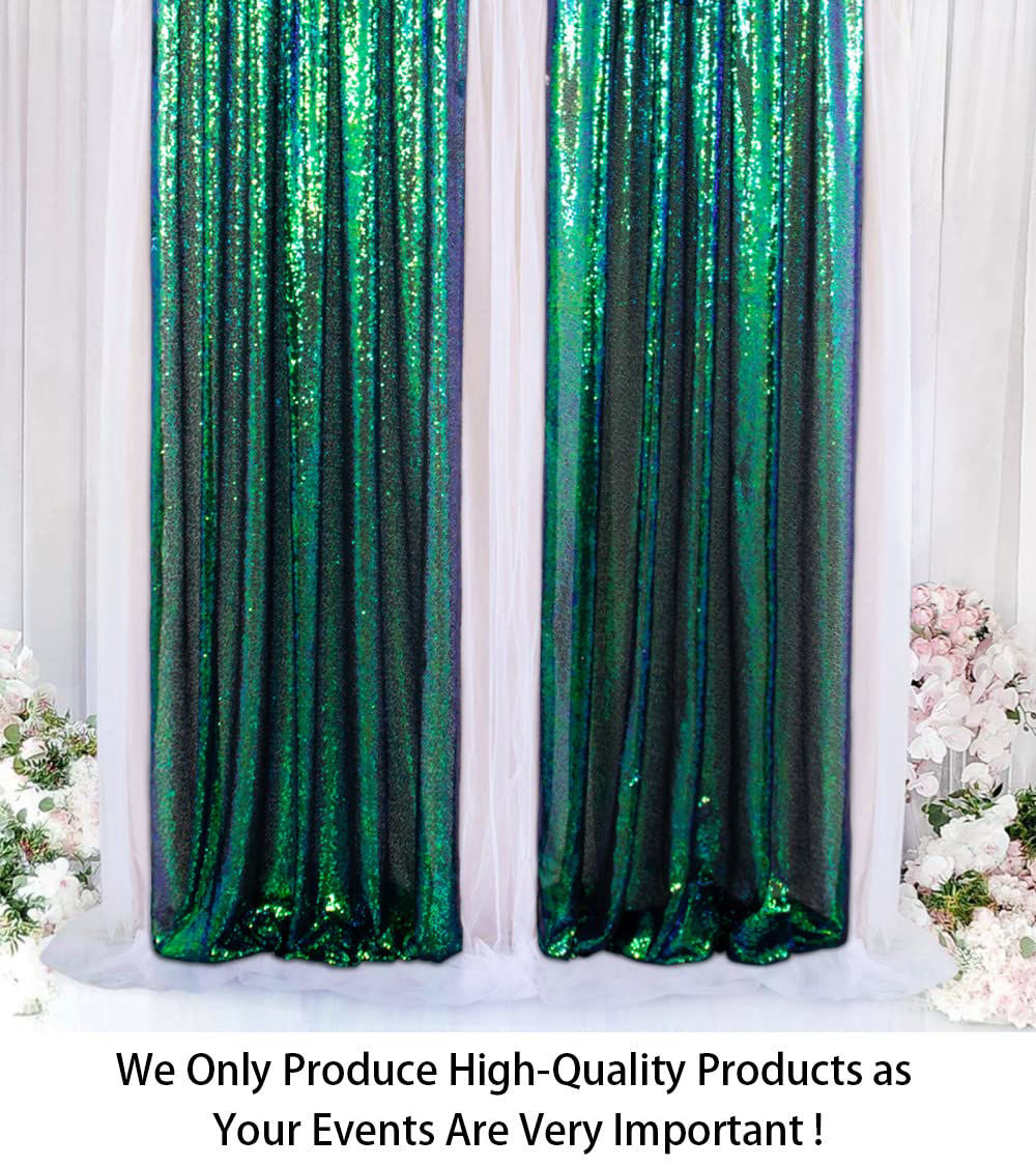 GetUSCart- Sequin Curtains 2 Panels 2FTx8FT Iridescent Green Photo ...