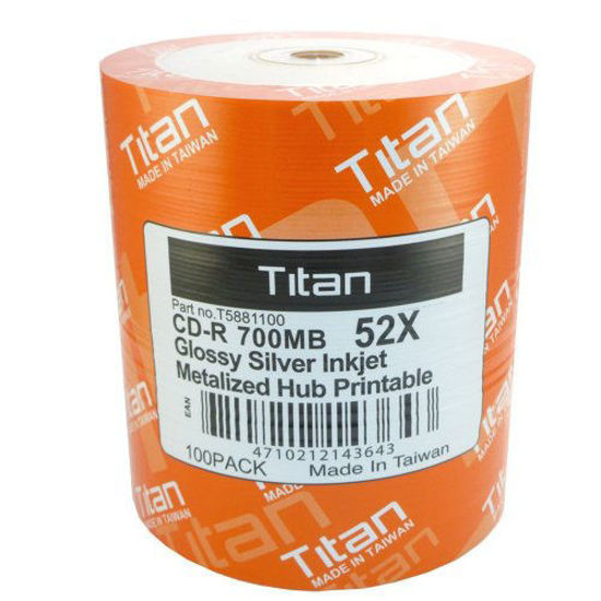 GetUSCart- Titan CD-R 52X, Glossy Silver Inkjet Hub Printable ...