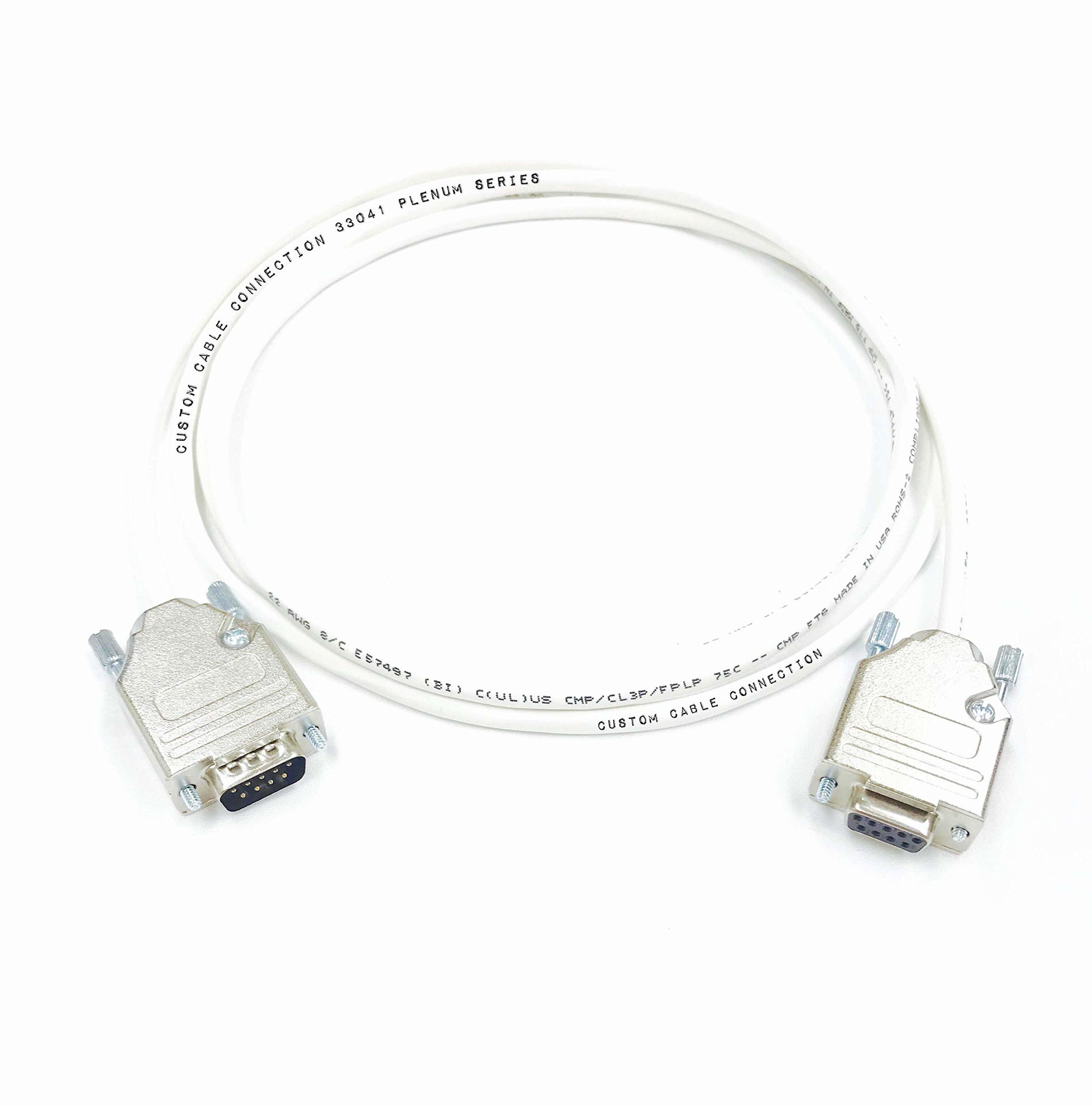 GetUSCart- 15 Foot DB9 Male to Female RS232 Extension Serial Cable - 22 AWG with Plenum White ...