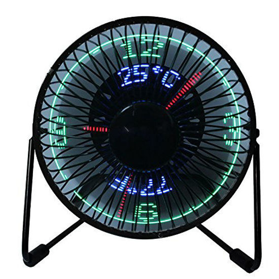 GetUSCart- USB LED Fan, 6" Portable Fan 360° Rotation with Clock and ...
