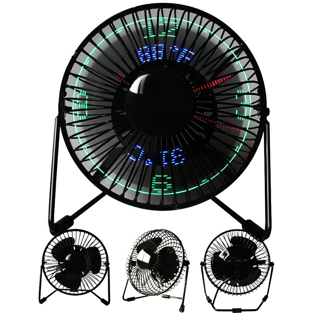 GetUSCart- USB LED Fan, 6" Portable Fan 360° Rotation with Clock and ...