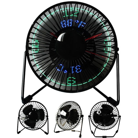 GetUSCart- USB LED Fan, 6" Portable Fan 360° Rotation with Clock and ...