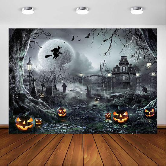 GetUSCart- Avezano Halloween Photography Backdrop Full Moon Scary Night ...
