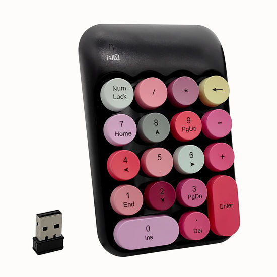 Getuscart Wireless Number Pad Ergonomic Cute Colorful Retro Mini Portable Numeric Keypad