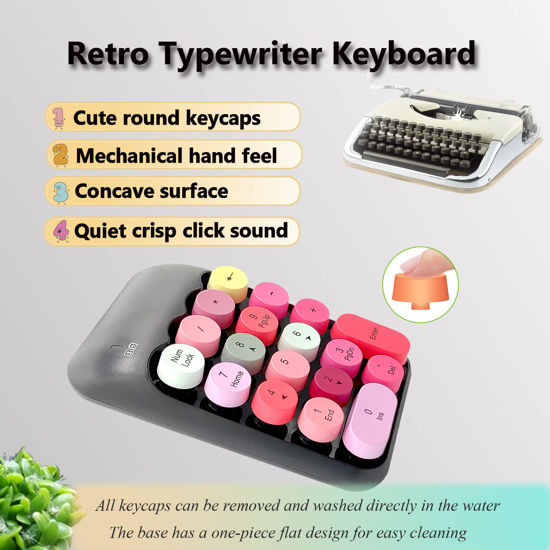 GetUSCart- Wireless Number Pad, Ergonomic Cute Colorful Retro Mini ...
