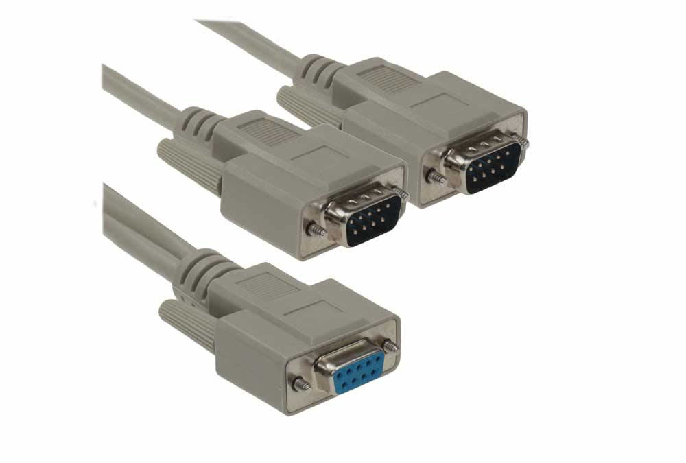 GetUSCart- SF Cable 1ft DB9 Female to 2 Male Serial RS232 Splitter Cable