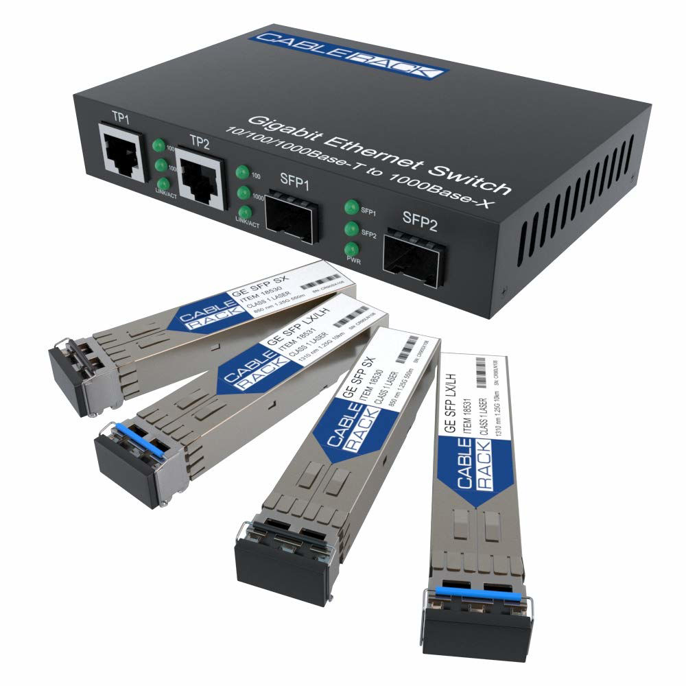 GetUSCart- CableRack Gigabit Media Converter Multimode to Singlemode ...