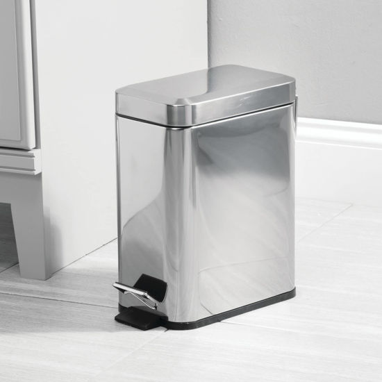GetUSCart- mDesign Small Modern 1.3 Gallon Rectangle Metal Lidded Step ...