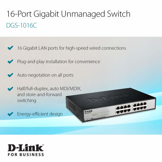 GetUSCart- D-Link Ethernet Switch, 16 Port Gigabit Unmanaged Network ...