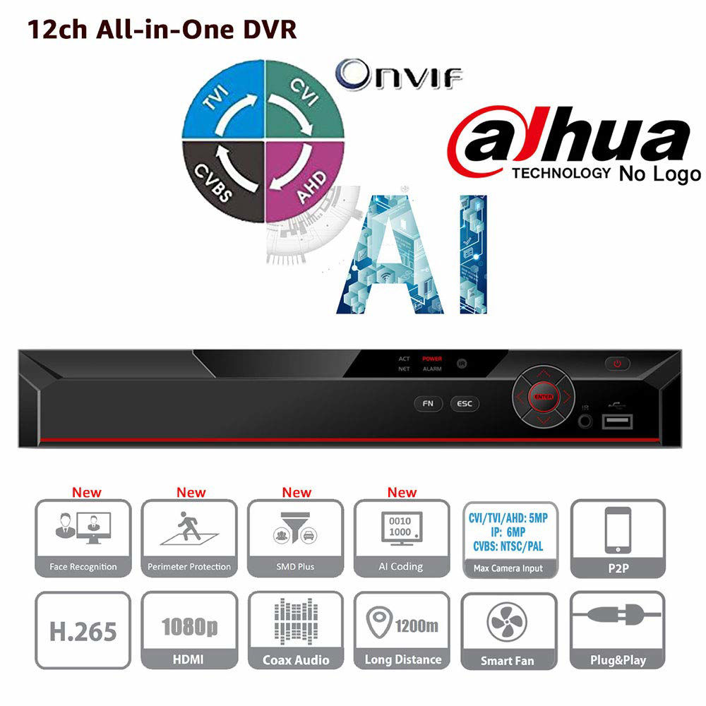 GetUSCart- Dahua OEM Pentabrid XVR5108H-I2 12CH (8+4) Channels 5M-N ...