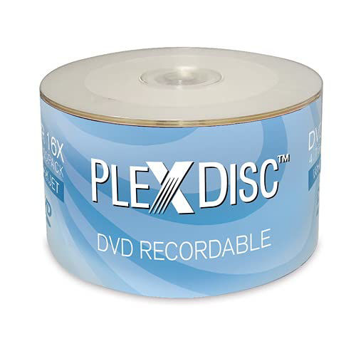 GetUSCart- PlexDisc 632-210 16x 4.7GB White Inkjet Hub Printable DVD-R ...