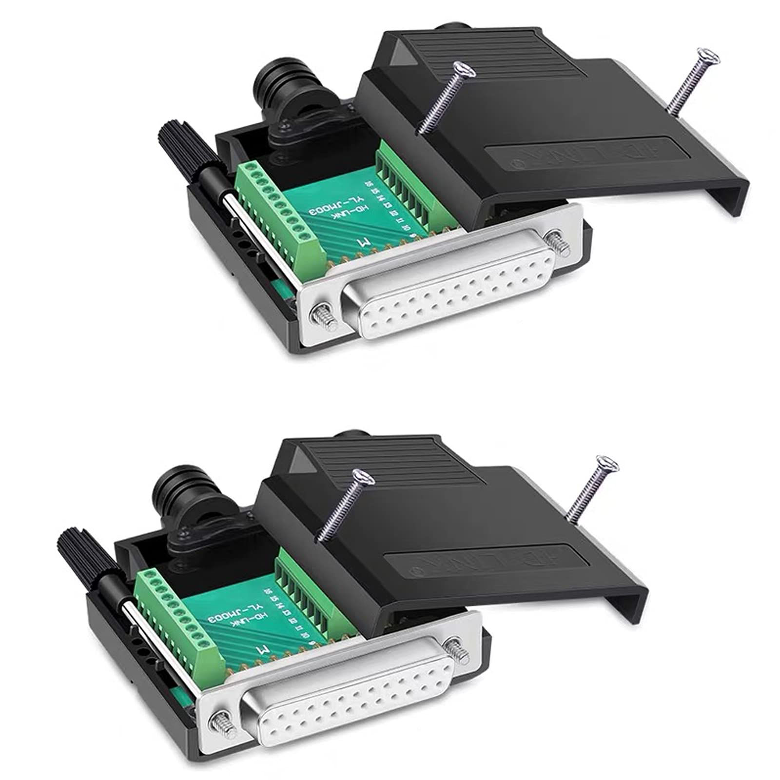 GetUSCart- Jienk DB25 2Packs Solderless Female RS232 D-SUB Serial Adapters, 16mm thinner 25 Pin ...