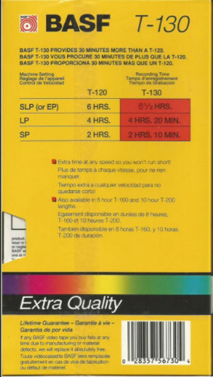 GetUSCart- BASF T-130 6 1/2 Hour Extra Quality Blank VHS Tape (Video ...