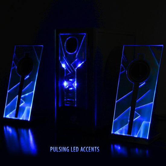 GetUSCart- GOgroove BassPULSE 2.1 Computer Speakers with Blue LED Glow ...