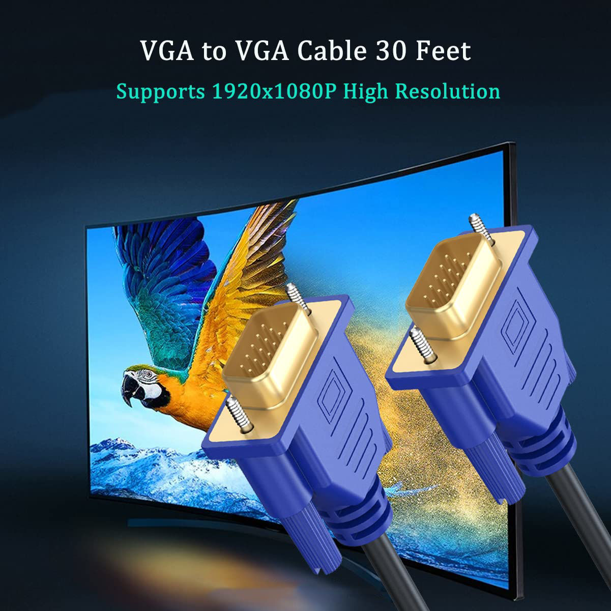 GetUSCart- VGA to VGA Cable 30FT, UVOOI VGA Cord HD15 Computer Monitor ...