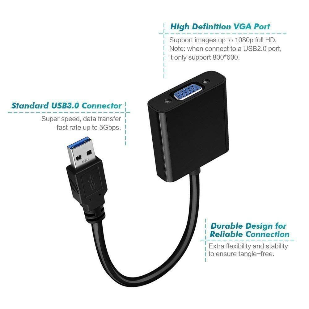 GetUSCart- USB to VGA Adapter, USB 3.0/2.0 to VGA Adapter Multi-Display ...