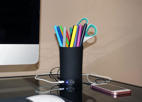 GetUSCart- Iworks ISP-26 All-in-One Pencil Cup Speaker and Dual-Port USB Hub