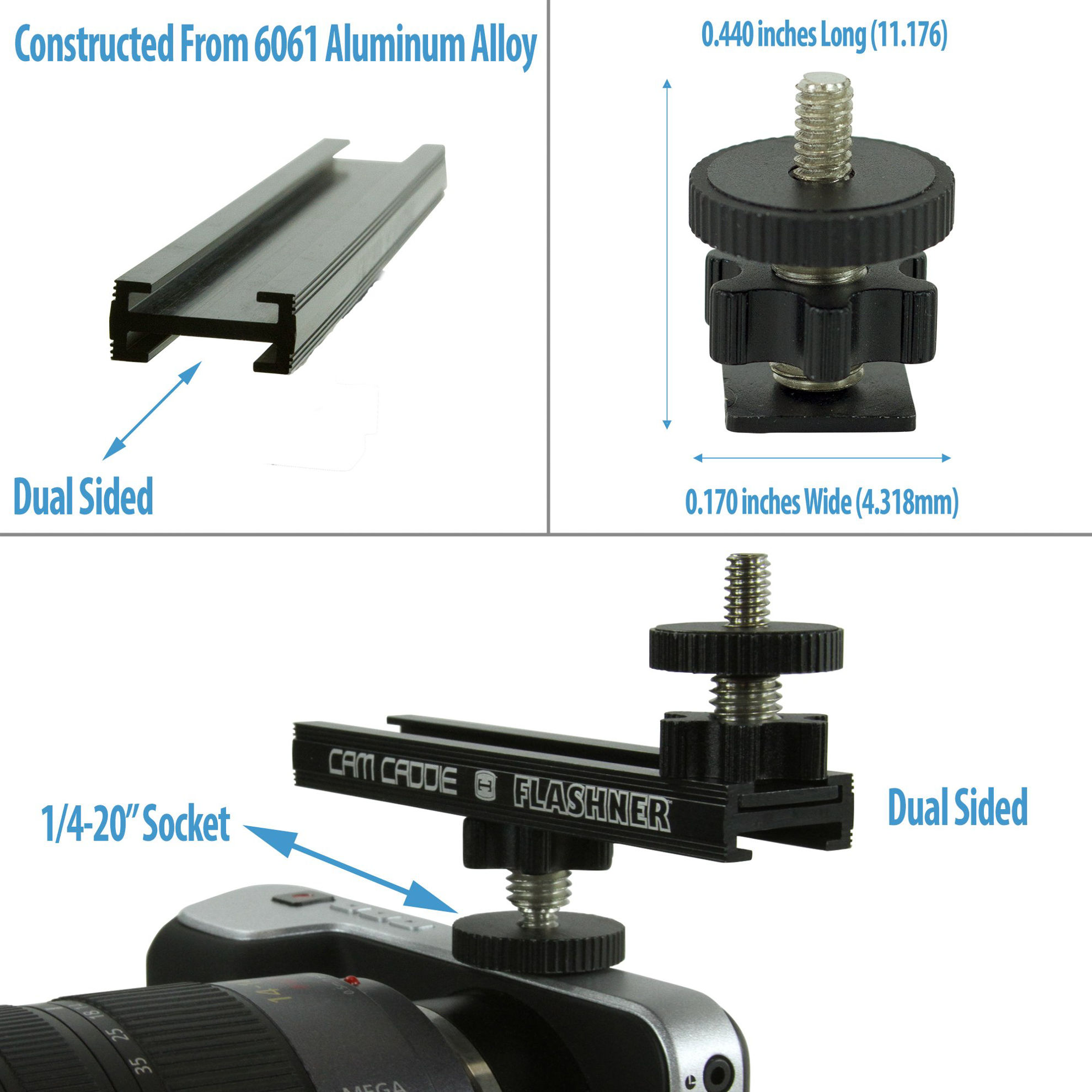 GetUSCart- 8 Inch Cold Shoe Extension Bracket - Dual Sided Camera Flash ...