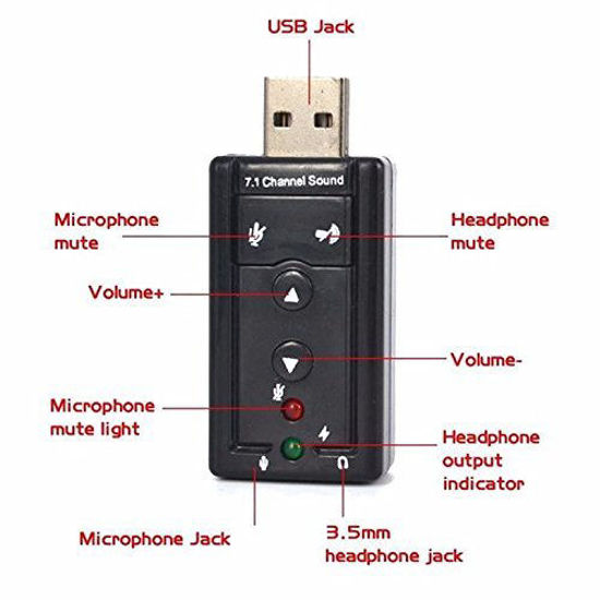 GetUSCart- Simyoung USB 7.1 Channel USB External Sound Card Audio Adapter(Sound Card) Black