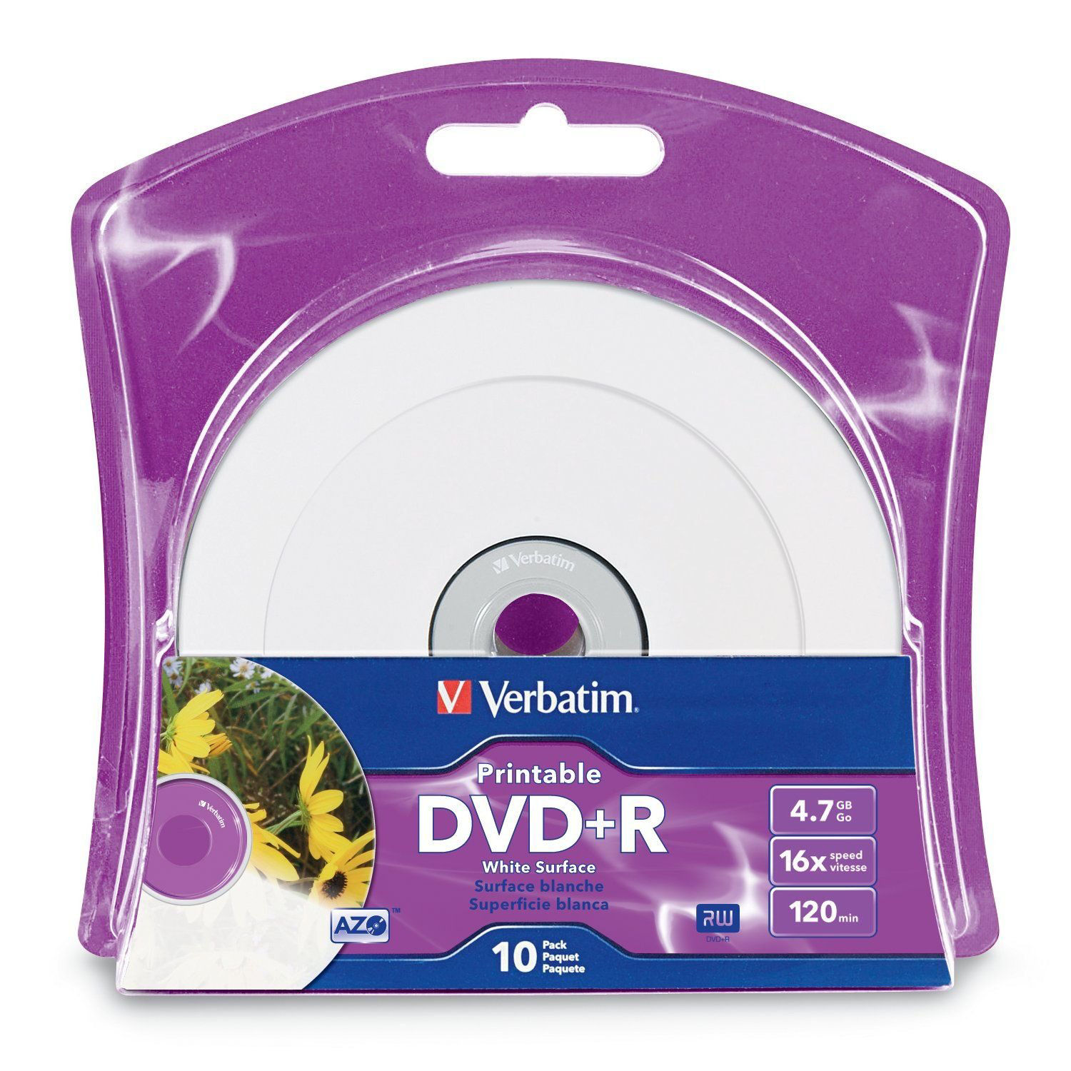 GetUSCart- Verbatim DVD+R 4.7GB 16X White Inkjet Printable with Branded ...