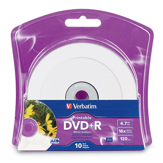 GetUSCart- Verbatim DVD+R 4.7GB 16X White Inkjet Printable with Branded ...