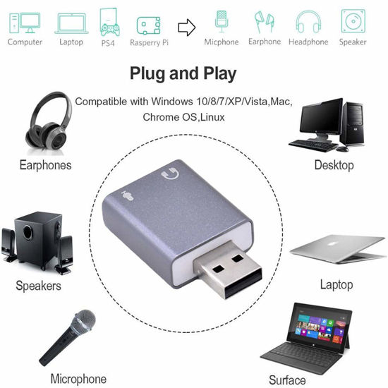 GetUSCart- ICEVEIN USB to Audio External Stereo Sound Adapter with 3 ...